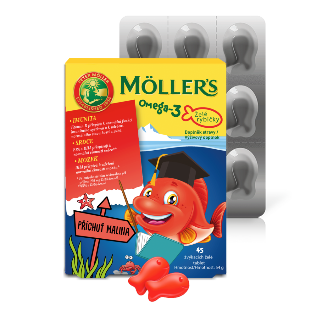 Möller´s Omega-3 Želé rybičky s malinovou príchuťou - Mollers-sk